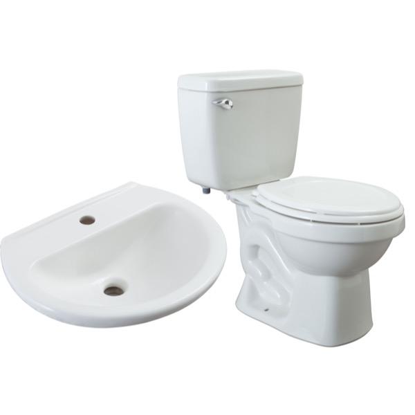 Colono Construccion - COMBO INODORO LAVATORIO ECOLINE BLANCO PREP